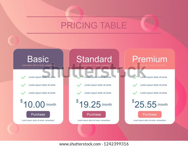 Modern Price Table Template Design Sale Stock Vector (Royalty Free) 1242399316 | Shutterstock
