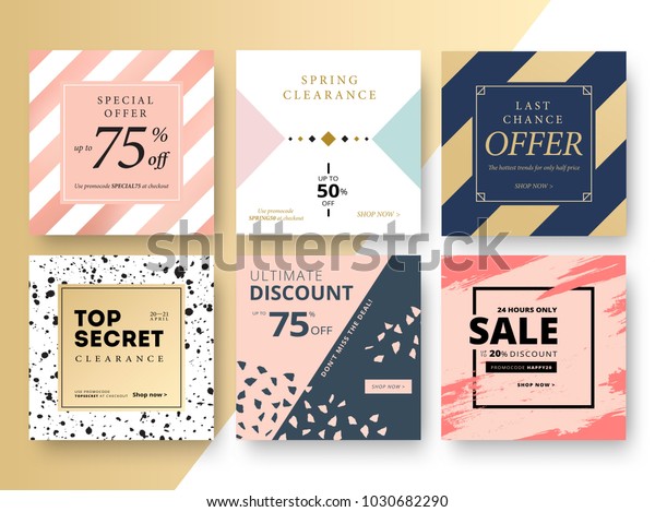 Modern Promotion Square Web Banner Social Stock Vector (Royalty Free ...