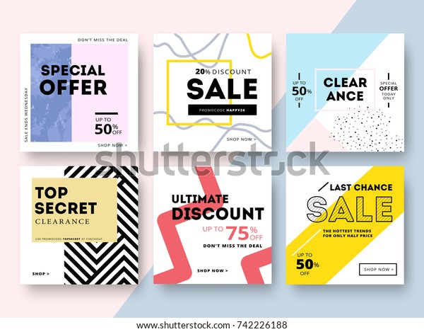 Modern Promotion Square Web Banner Social Stock Vector (Royalty Free ...