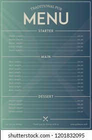 Modern Pub Style Restaurant Menu Stock Vector (Royalty Free) 1201832101 ...