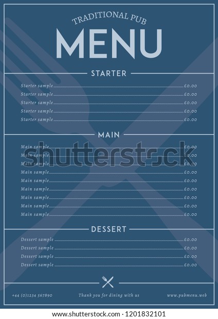 Modern Pub Style Restaurant Menu Stock Vector (Royalty Free) 1201832101 ...