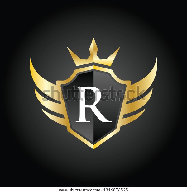 Modern R Shield Crown Wing Logo Stock Vector (Royalty Free) 1316876525 ...