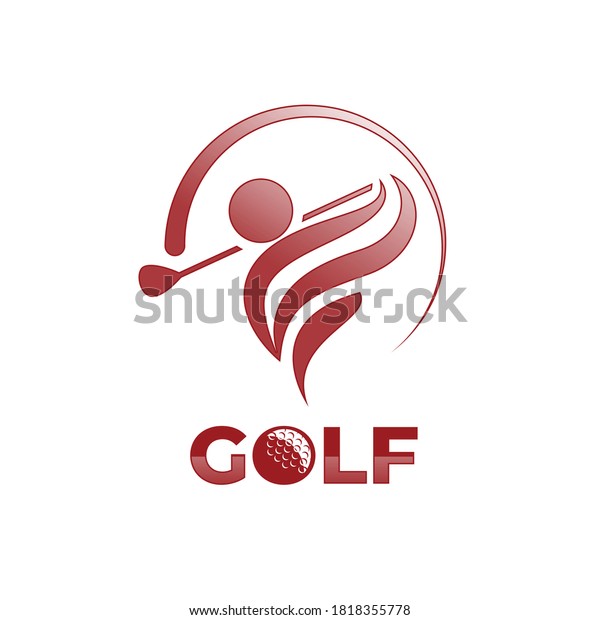 Modern Red Golf Logo Concept Logo Stock Vector (Royalty Free) 1818355778