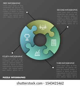 Modern Round Timeline 4 Puzzle Pieces Stock Illustration 1589770747