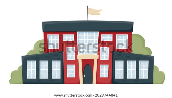 Modern School Building Red Color City: стоковая векторная графика (без ...