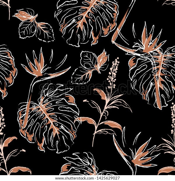 Modern Seamless Pattern Exotic Forest Vector Stock Vector (Royalty Free ...