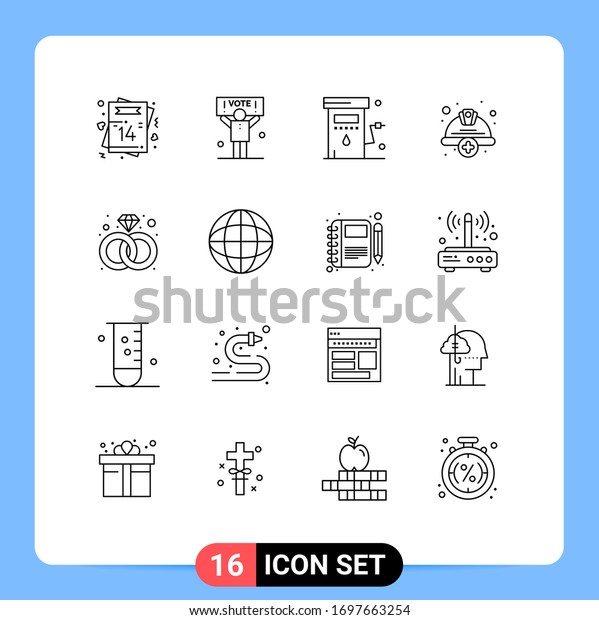 Modern Set 16 Outlines Symbols Such Stock Vector (Royalty Free ...