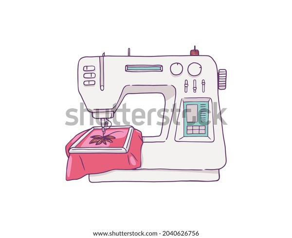 Modern Sewing Embroidery Machine Icon Hoop Stock Vector (Royalty Free ...