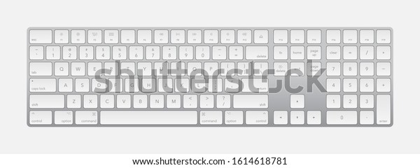 Modern Silver Keyboard Isolated On White 스톡 벡터(로열티 프리) 1614618781 ...