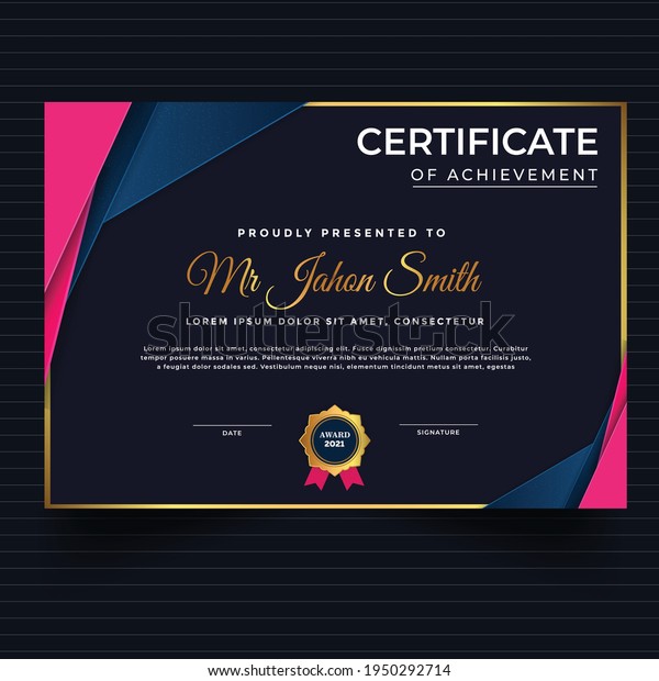 Modern Smart Certificate Achievement Template Premium Stock Vector ...