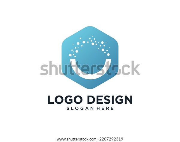 Modern Smile Hexagon Gradient Logo Design Stock Vector (Royalty Free ...