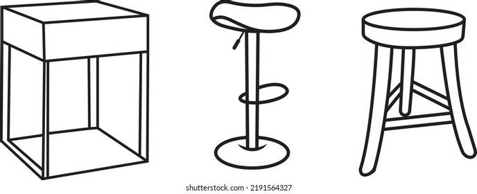 Modern Stools Table Line Art Three Stock Vector (Royalty Free ...