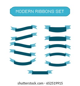 Modern Stylish Blue Ribbons Set Isolated Stock Vector (Royalty Free ...