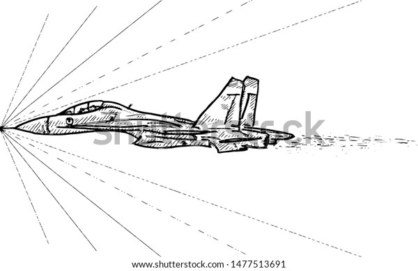 Modern Supersonic Fighter Jet Plane Breaking Stock Vector (Royalty Free ...