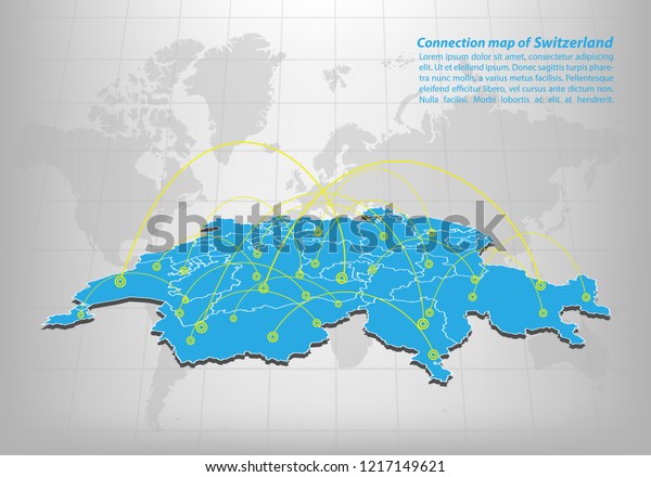 Modern Switzerland Map Connections Network Design Stock Vector (Royalty ...