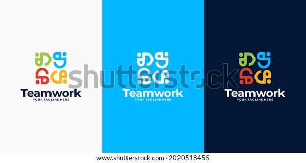 Modern Teamwork Logo Design Collection Community Stock Vector (Royalty ...