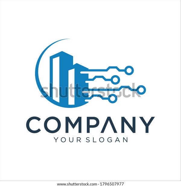 Modern Tech Building Logo Design Stock Vector (Royalty Free) 1796507977 ...