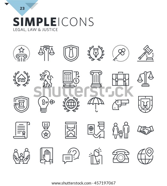 Modern Thin Line Icons Law Lawyer Stock Vector (Royalty Free) 457197067