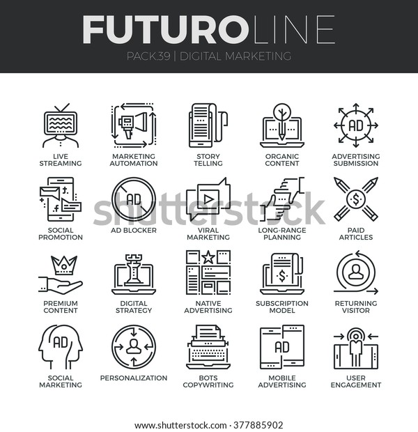 Modern Thin Line Icons Set Digital Stock Vector (Royalty Free) 377885902