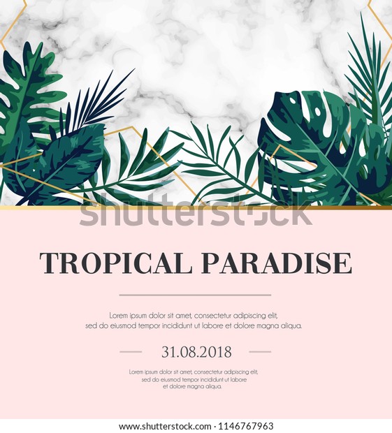 Modern Tropical Design Template White Marble Stock Vector (Royalty Free ...