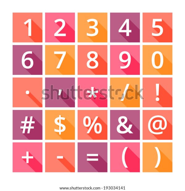 Modern Typography Flat Numbers Symbols Design Stock Vector (Royalty Free) 193034141