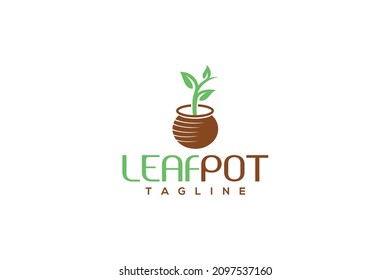 Modern Unique Leaf Pot Logo Stock Vector (Royalty Free) 2097537160 ...