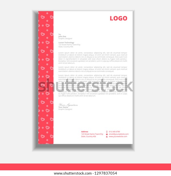 Modern Valentine Letterhead Design Vector Stock Vector (Royalty Free ...