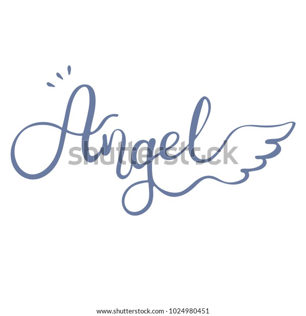 Modern Vector Calligraphy Lettering Angel Print 库存矢量图（免版税）1024980451