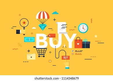 Modern Vector Illustration Concept Word Buy Stock Vector (Royalty Free ...