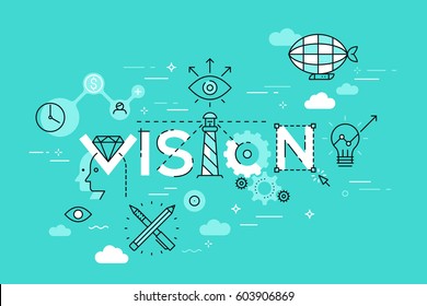 Modern Vector Illustration Concept Word Vision: стоковая векторная ...