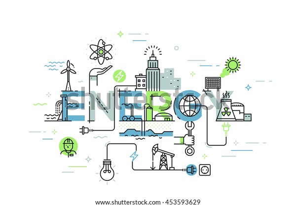 Modern Vector Illustration Concept Word Energy Stock Vector (Royalty ...