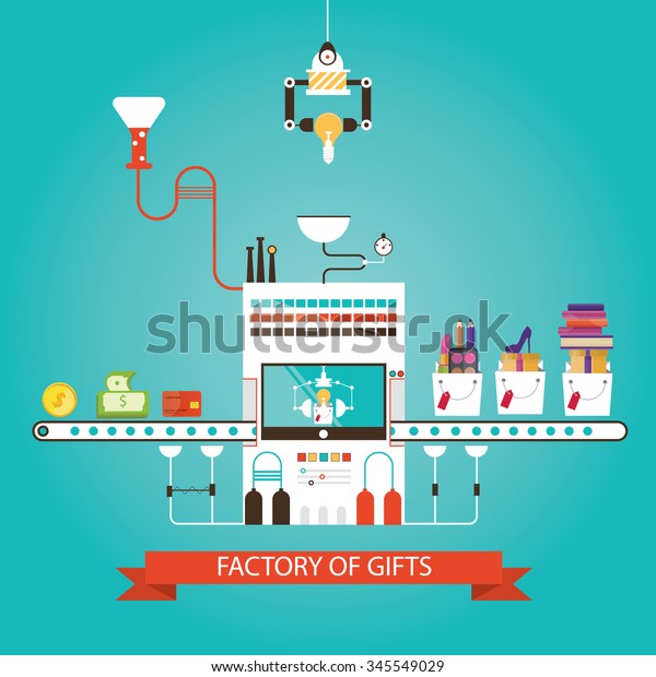 Modern Vector Illustration Manufacturing Gifts Gifts Stock Vector ...