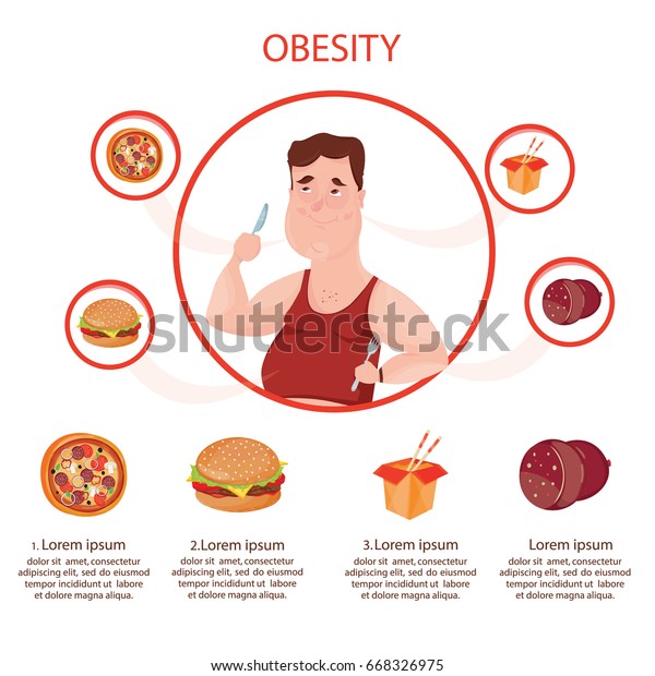 Modern Vector Illustration Obesity Fat Man Stock Vector (Royalty Free ...