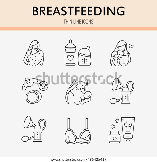 Modern Vector Line Icon Breastfeeding Infant Stock Vector (Royalty Free ...