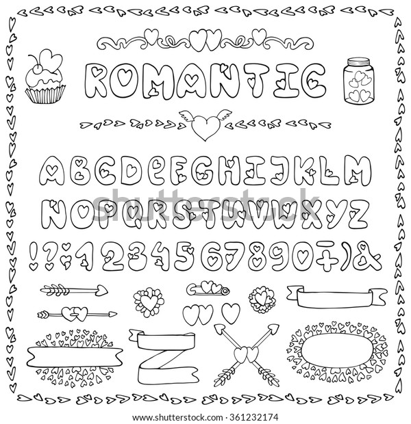 Modern Vector Romantic Alphabet Love Doodle Stock Vector (Royalty Free ...