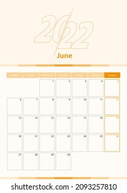 Modern Vector Vertical Calendar Sheet June Stock Vector (Royalty Free ...