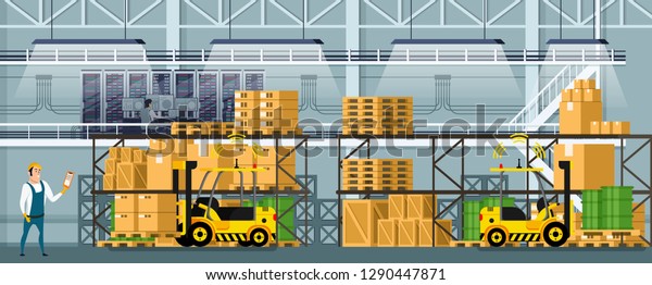Modern Warehouse Indoor Space Goods On Stock Vector (Royalty Free ...