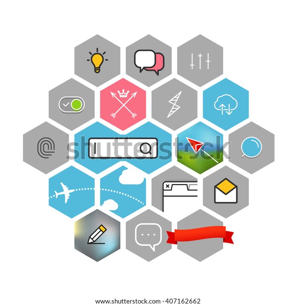 Modern Web Mobile Application Pictograms Collection Stock Vector ...