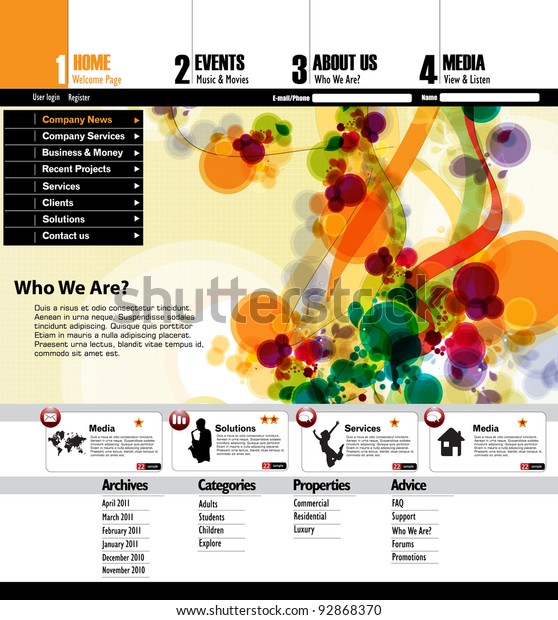 Modern Web Page Layout Design Stock Vector (Royalty Free) 92868370 ...