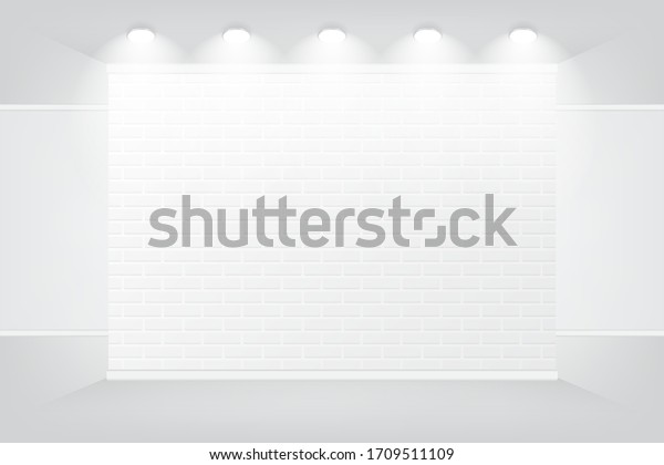 Modern White Brick Wall Studio Texture: เวกเตอร์สต็อก (ปลอดค่าลิขสิทธิ์ ...