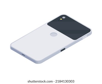 Modern White Isometric Smartphone Back View Stock Vector (Royalty Free ...