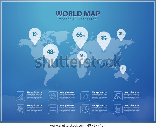 Modern World Map Pins Graphic Design Stock Vector (Royalty Free ...