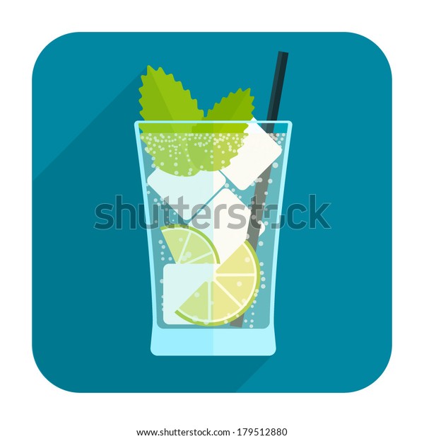 Mojito Cocktail Icon Rounded Square Web Stock Vector (Royalty Free) 179512880