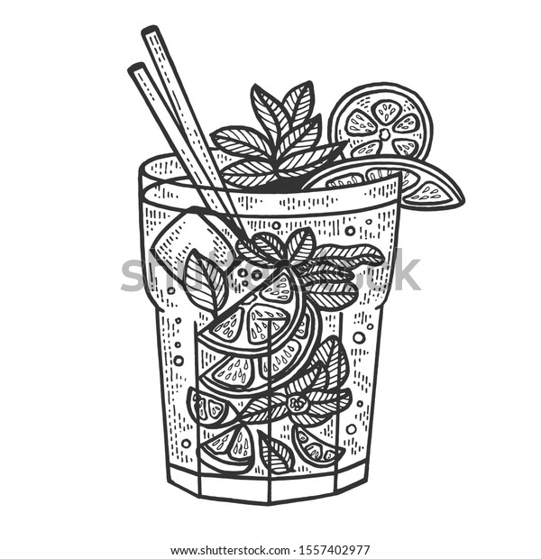 Mojito Cocktail Sketch Engraving Vector Illustration Stock Vector ...