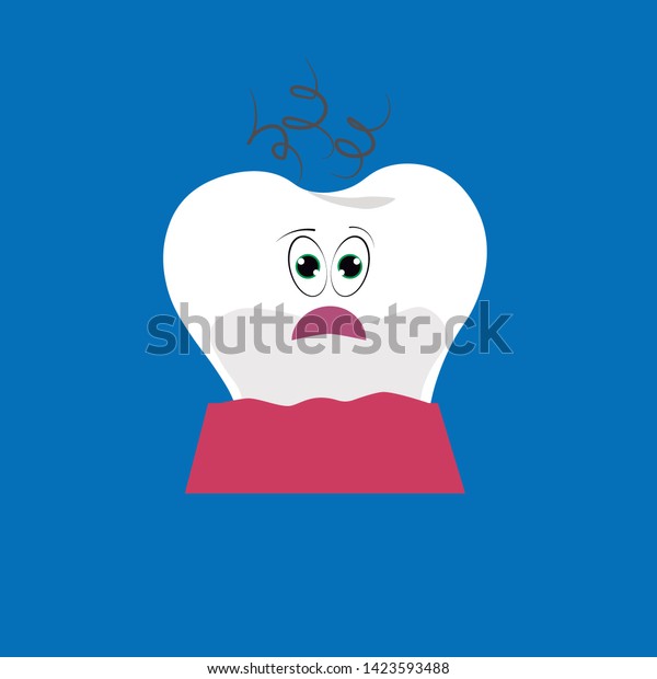Molar Tooth Animated Character Surprised Worried Stock Vector (Royalty ...