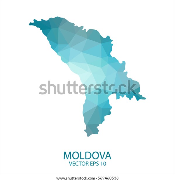 Moldova Map Blue Geometric Rumpled Triangular Stock Vector (Royalty ...