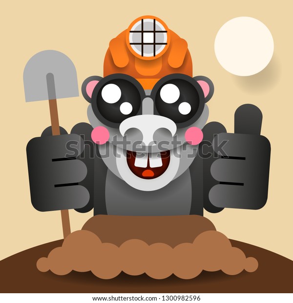Mole Digging Out Dirt Animal Cartoon Stock Vector (Royalty Free ...