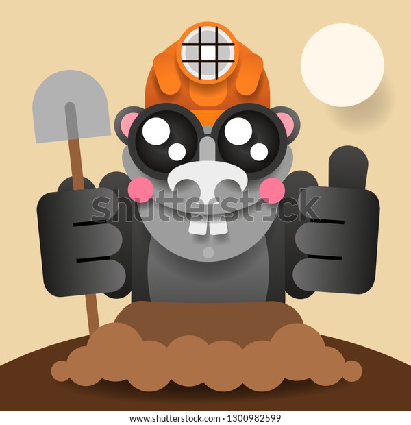 Mole Digging Out Dirt Animal Cartoon Stock Vector (Royalty Free ...