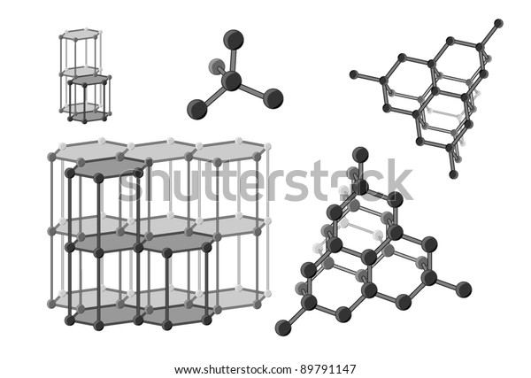 Molecular Carbon Diamond Graphite Stock Vector (Royalty Free) 89791147