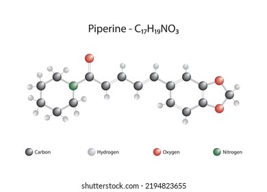 Molecular Formula Chemical Structure Piperine Stock Vector (Royalty ...
